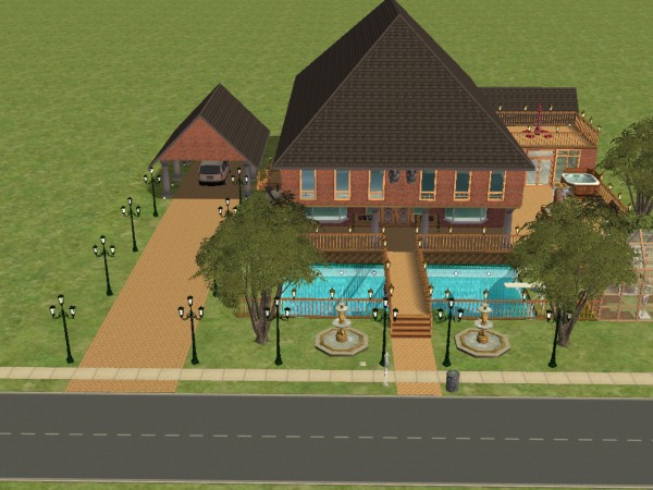 Mod The Sims - Eclectic house with swimming pool overpass