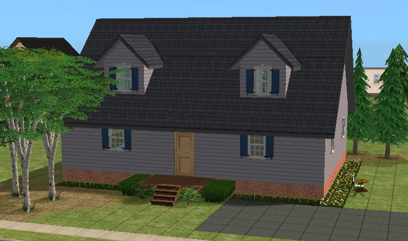 Mod The Sims - Small Cape Cod, Sparsely furnished and landscaped, 2x2 lot