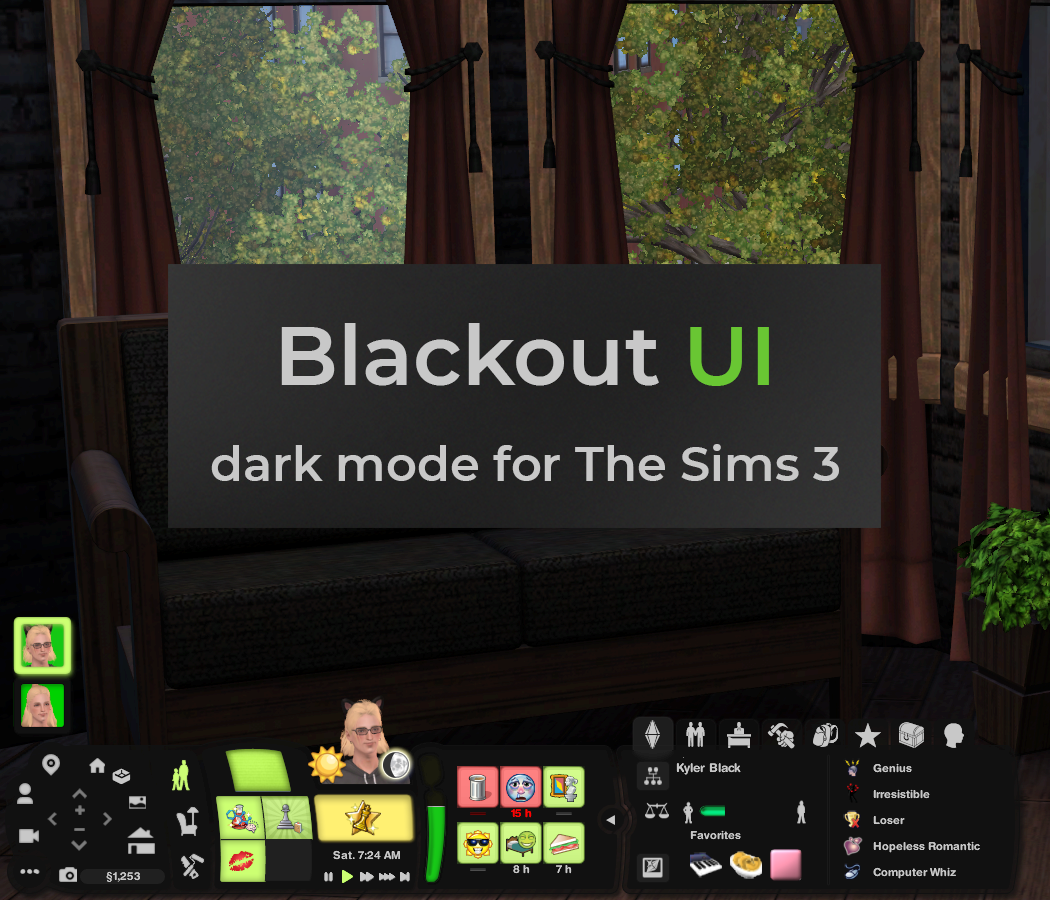 Mod The Sims - Blackout UI - Dark mode mod for The Sims 3