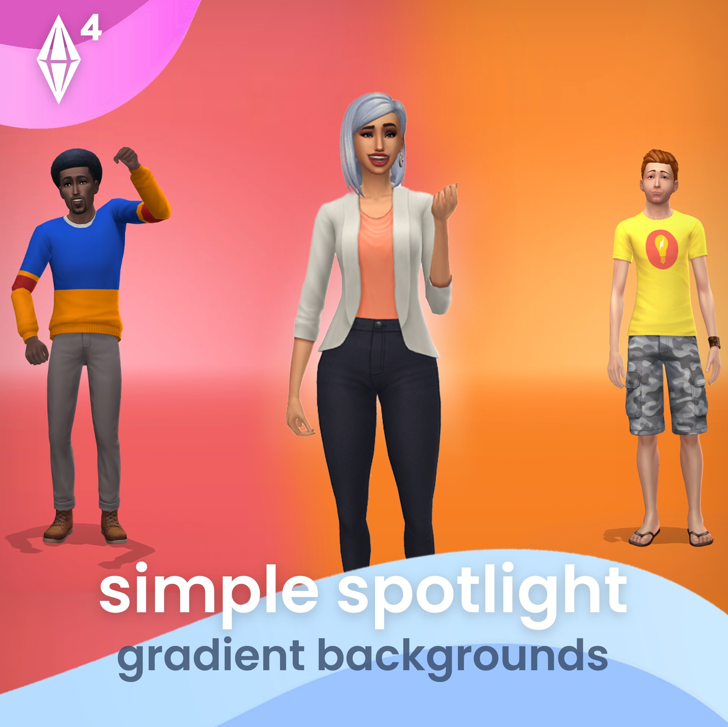 Mod The Sims - myCASmods - Simple Spotlight Gradient Backgrounds
