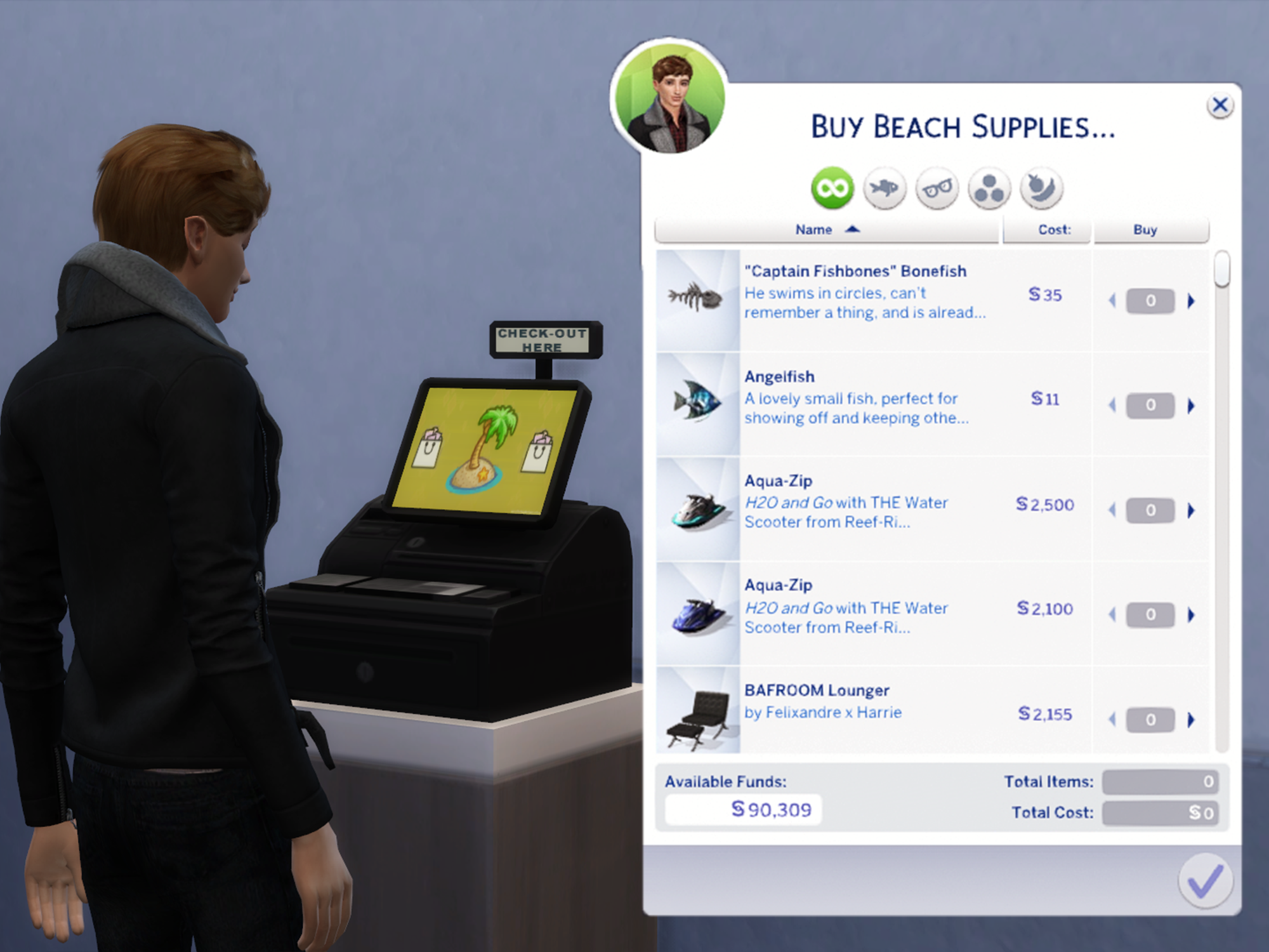 Mod The Sims - Self Check-Out Mod - Easier Shopping (Base Game Compatible)