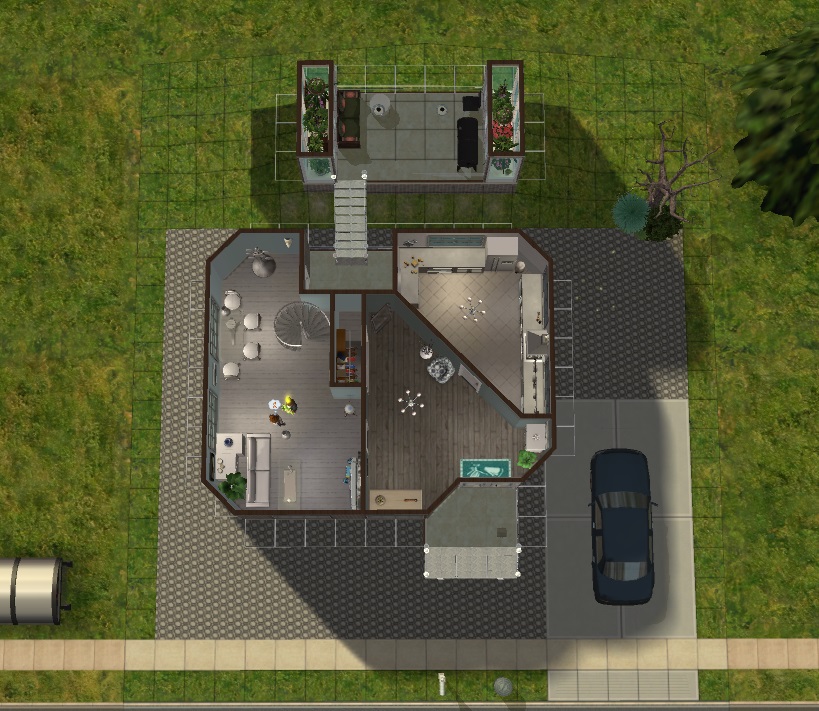 Mod The Sims - Modern Villa with an Outhouse (2br2bath)