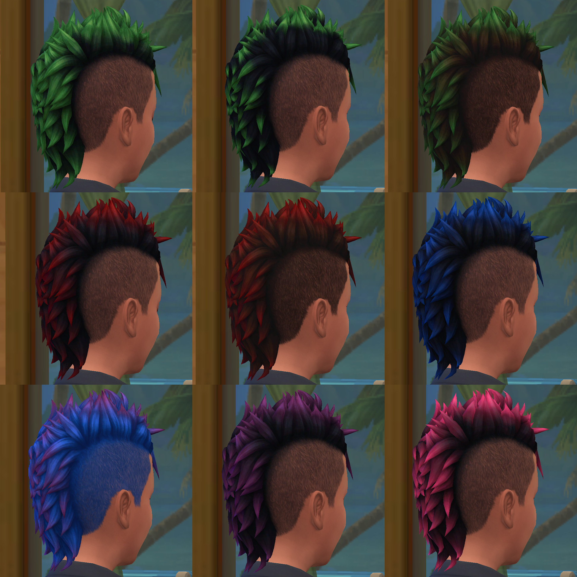 Mod The Sims - Sulani Mohawk Dip Dye Colors - Child Version