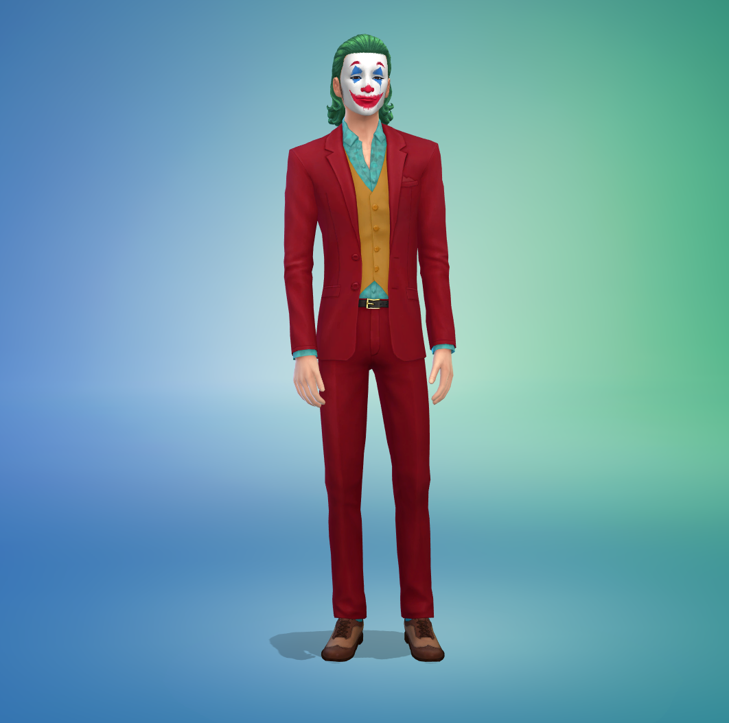 Mod The Sims - Joker 2019 Face Paint and Outfit