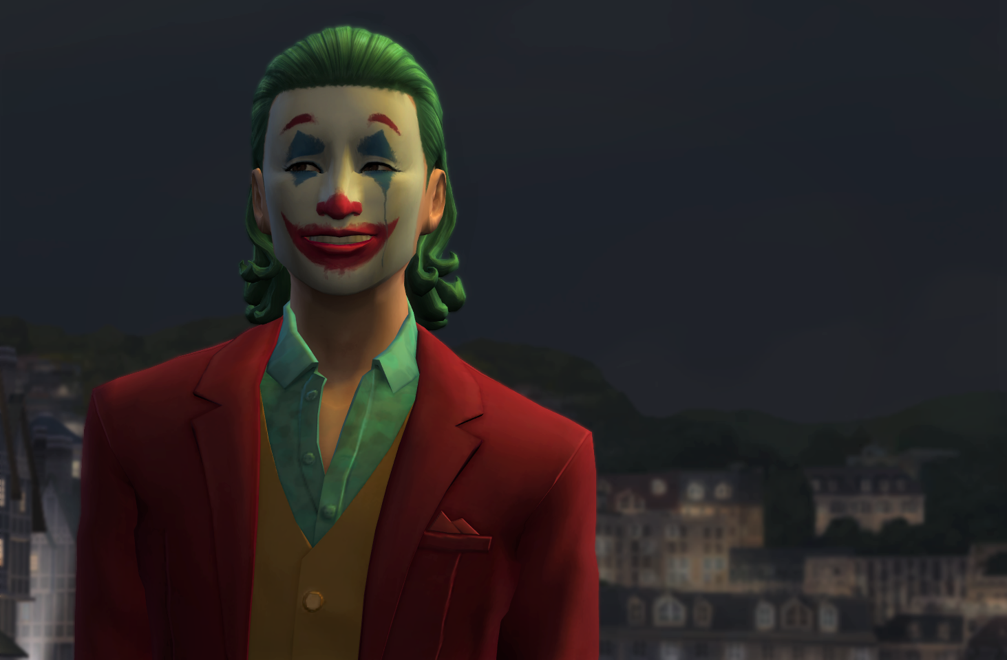 Mod The Sims - Joker 2019 Face Paint and Outfit