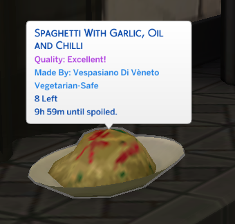 Mod The Sims - Spaghetti With Garlic, Oil and Chilli - New Custom Recipe