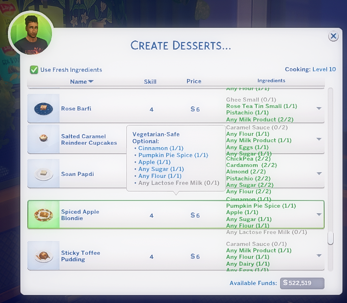 Mod The Sims - Spiced Apple Blondies - New Custom Recipe