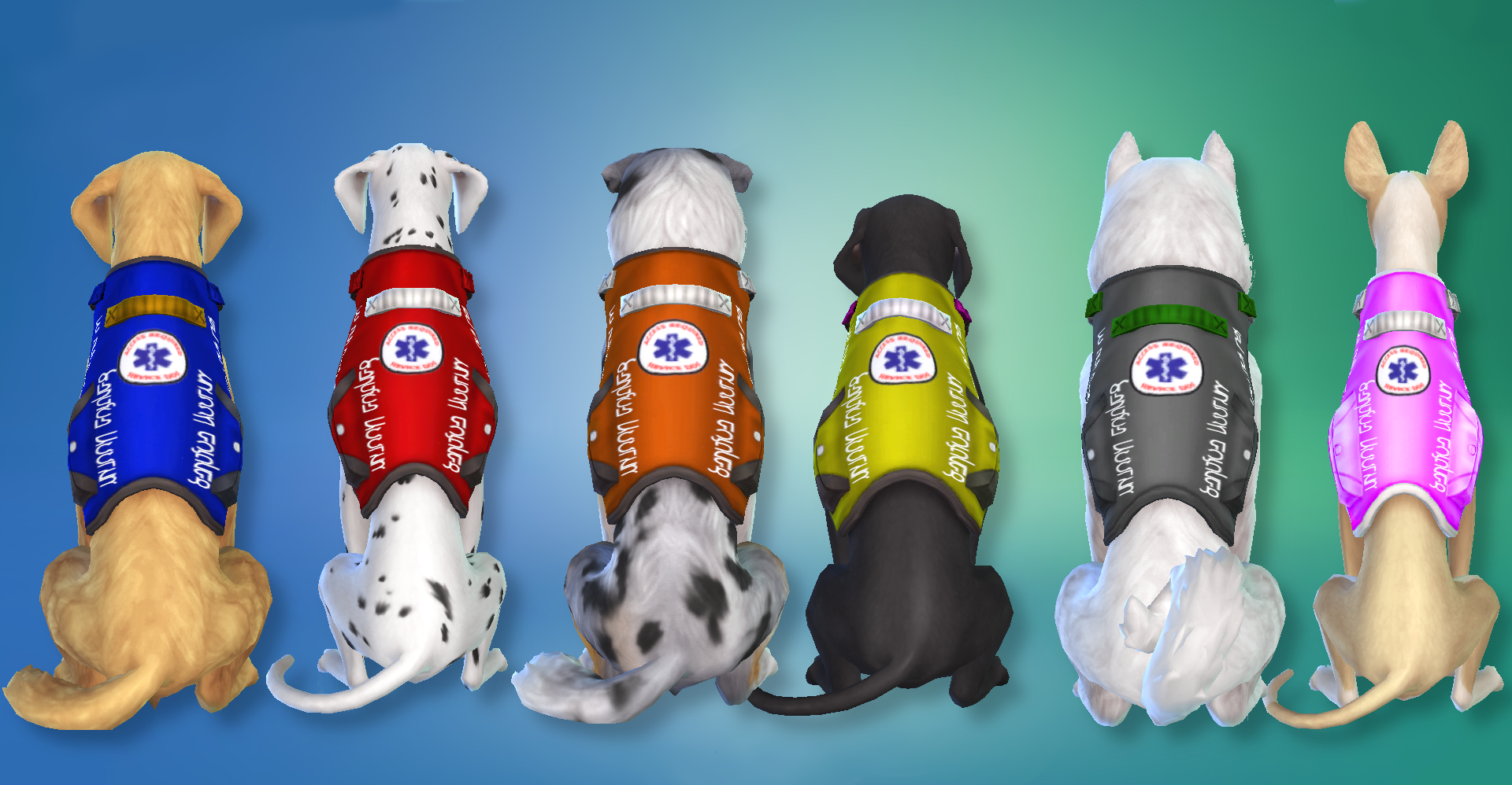 Mod The Sims - Service Dog Harnesses and Bandanas - Simlish Version