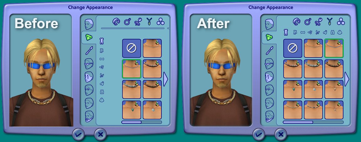 Mod The Sims - Change Appearance Dialog Box 3 Columns Again and Fixes
