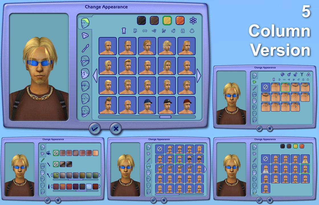 Mod The Sims - Change Appearance Dialog Box 3 Columns Again and Fixes