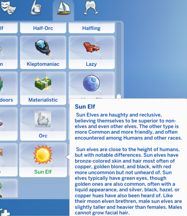 Mod The Sims - Dungeons & Dragons Races as Traits