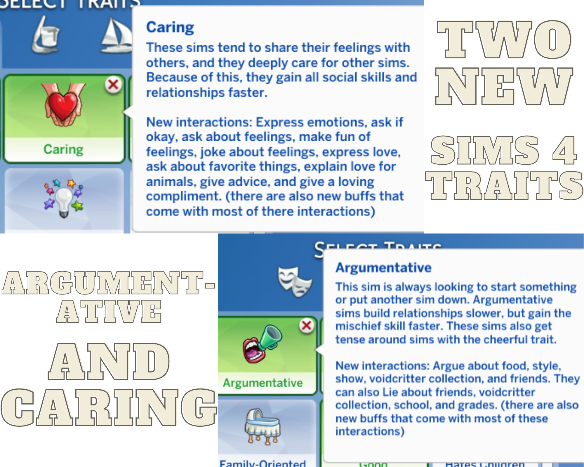 Mod The Sims - Trats: Argumentative and Caring