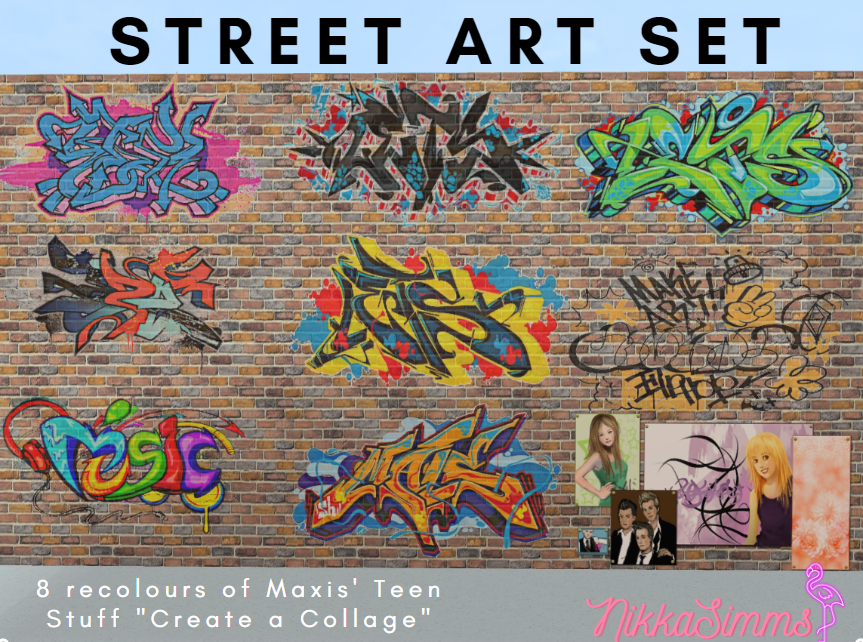 Mod The Sims - Street Art - 8 recolours of TeenLife's 'Create a Collage ...