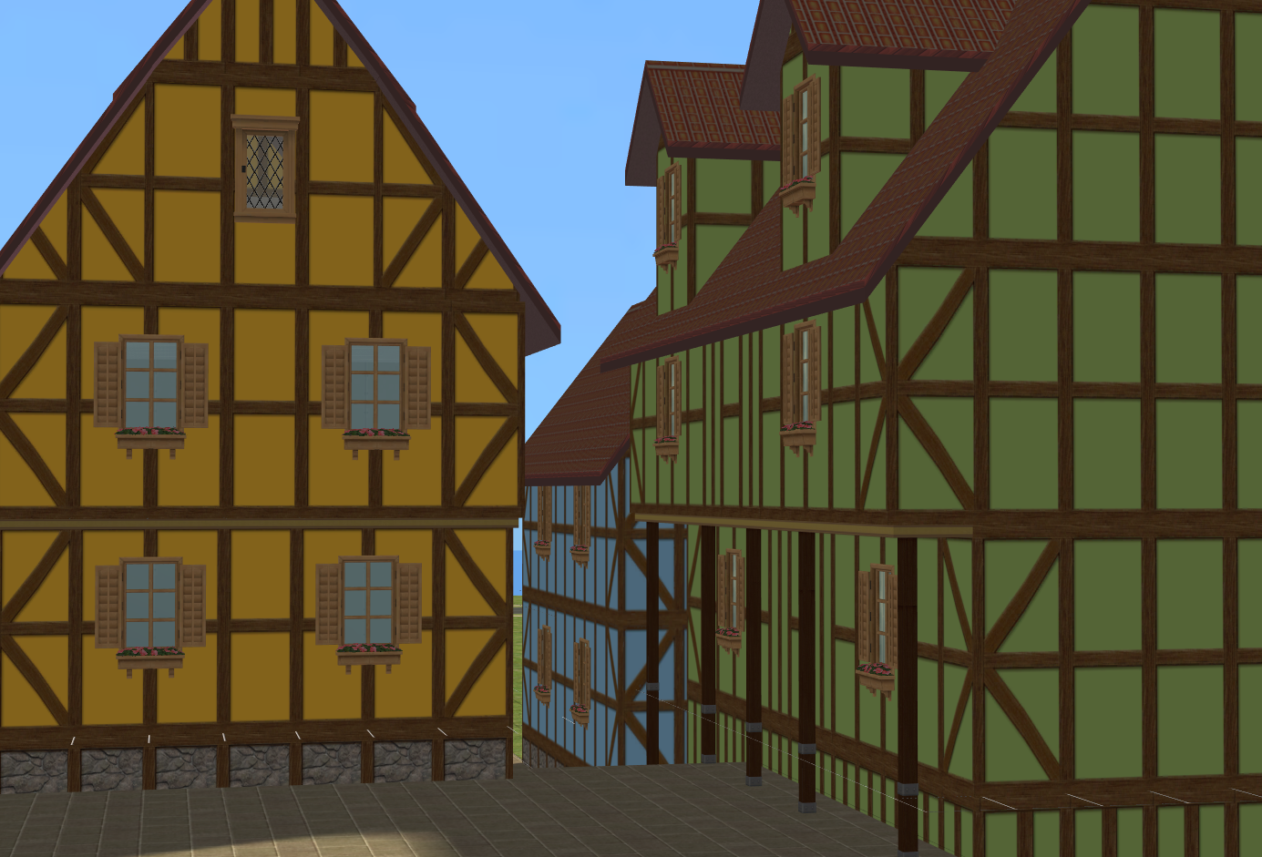 Mod The Sims - "Paste" Stucco with Timbering in Dark Wood Recolours