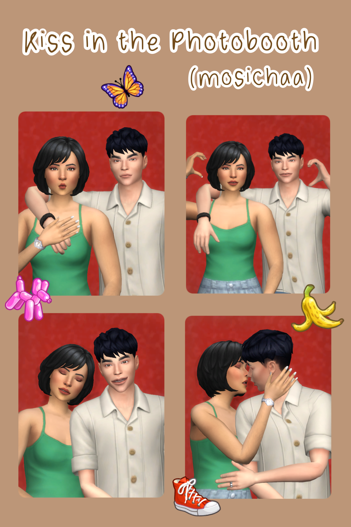 Mod The Sims - [mosichaa] Kiss in the Photobooth pose pack