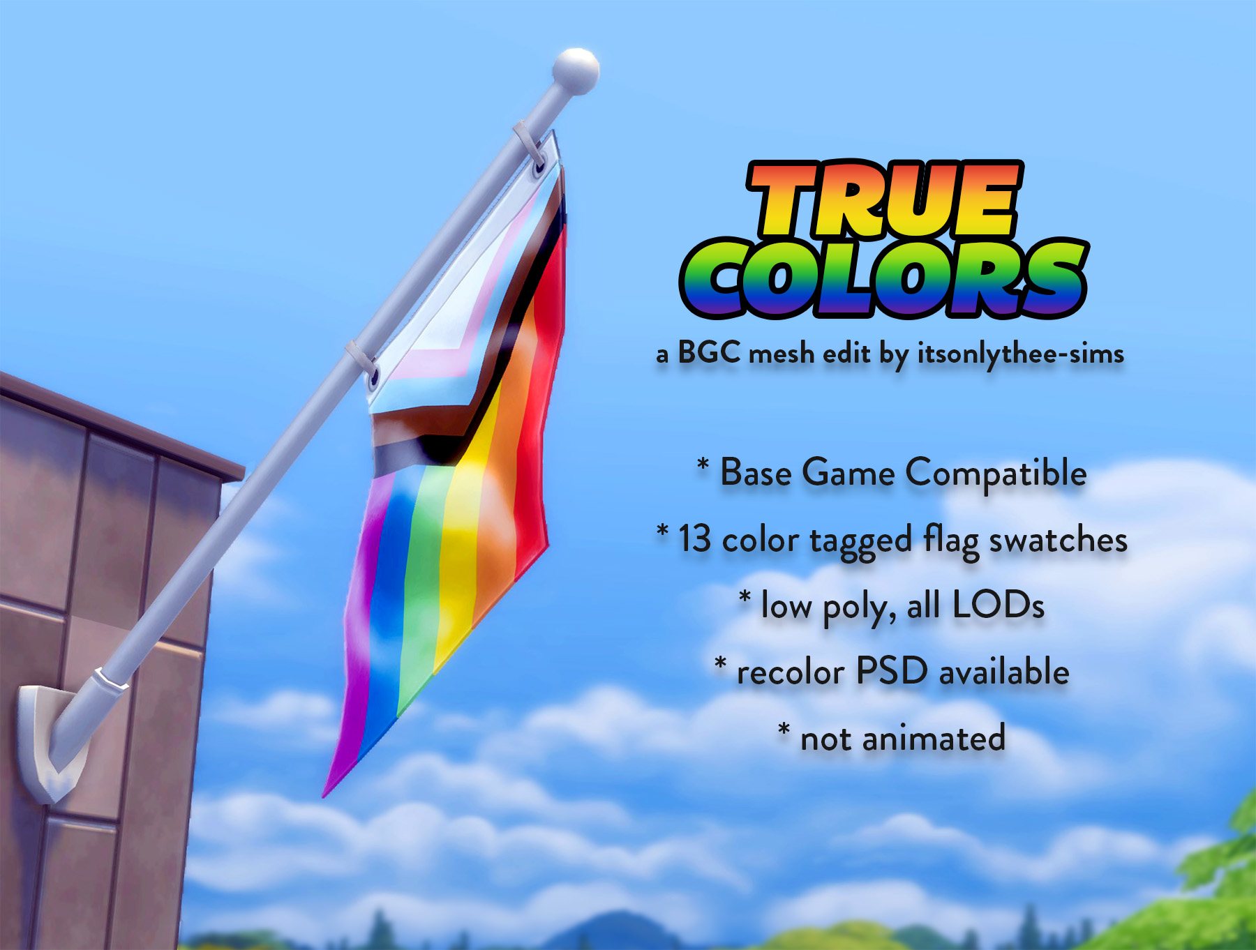 Mod The Sims - True Colors - BGC Deco Flagpole