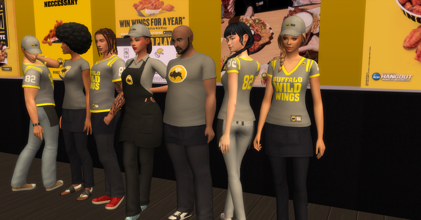 Mod The Sims - Buffalo Wild Wings Uniform + CAP