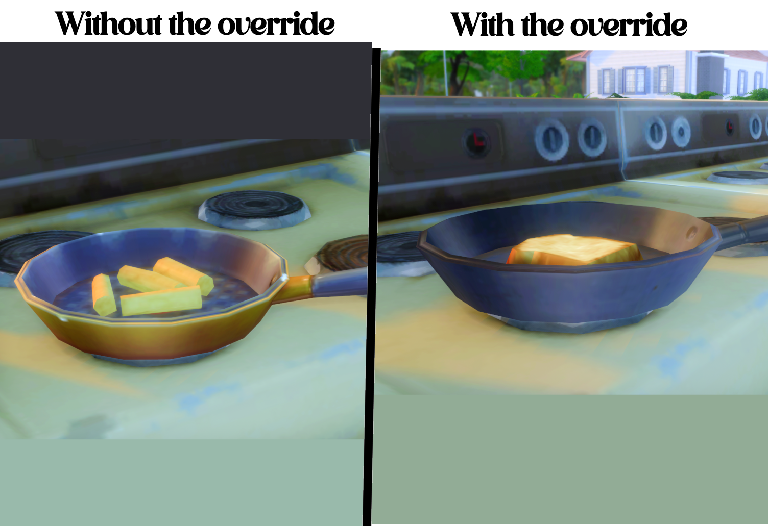 Mod The Sims - Sims 4 better Frying Pan override