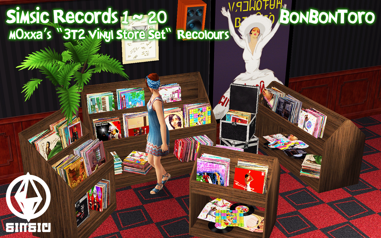 Mod The Sims - Simsic Records 1~20 (ver. m0xxa) Vinyl Records Recolours