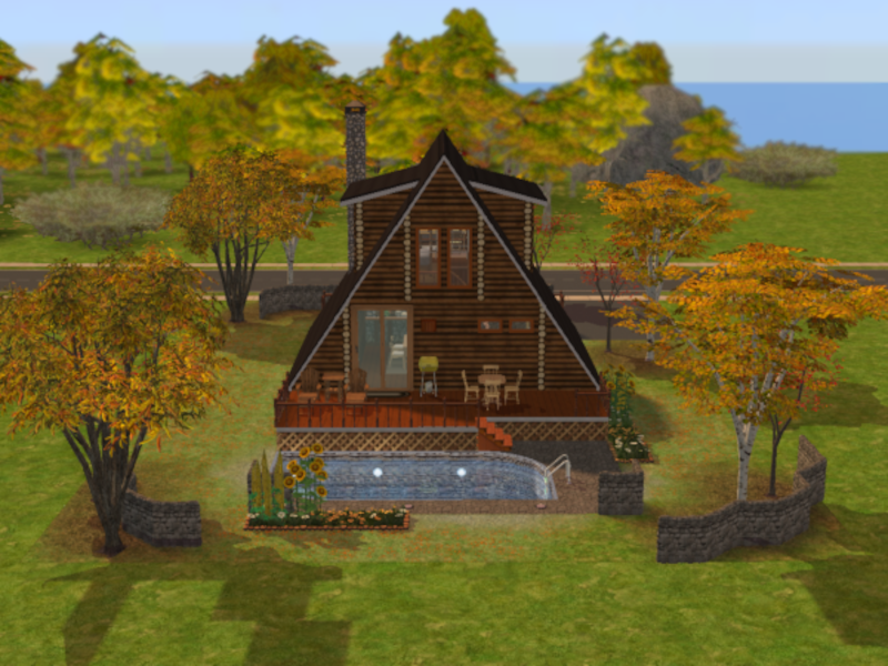 Mod The Sims - "Fallen Flora" A-Frame Cabin