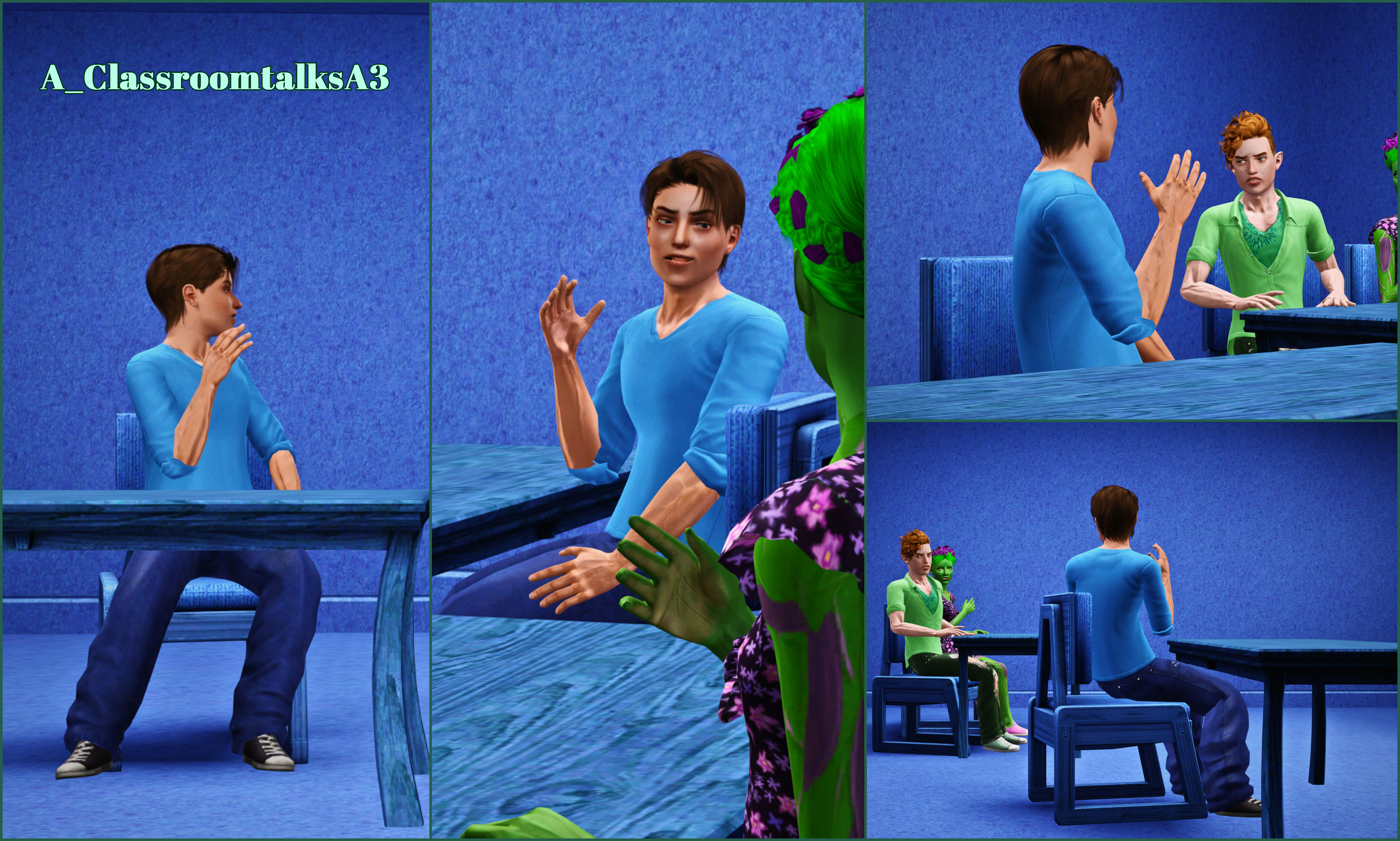 Mod The Sims - "Come on, fight me!" - Classroom argument/near-fight poseset