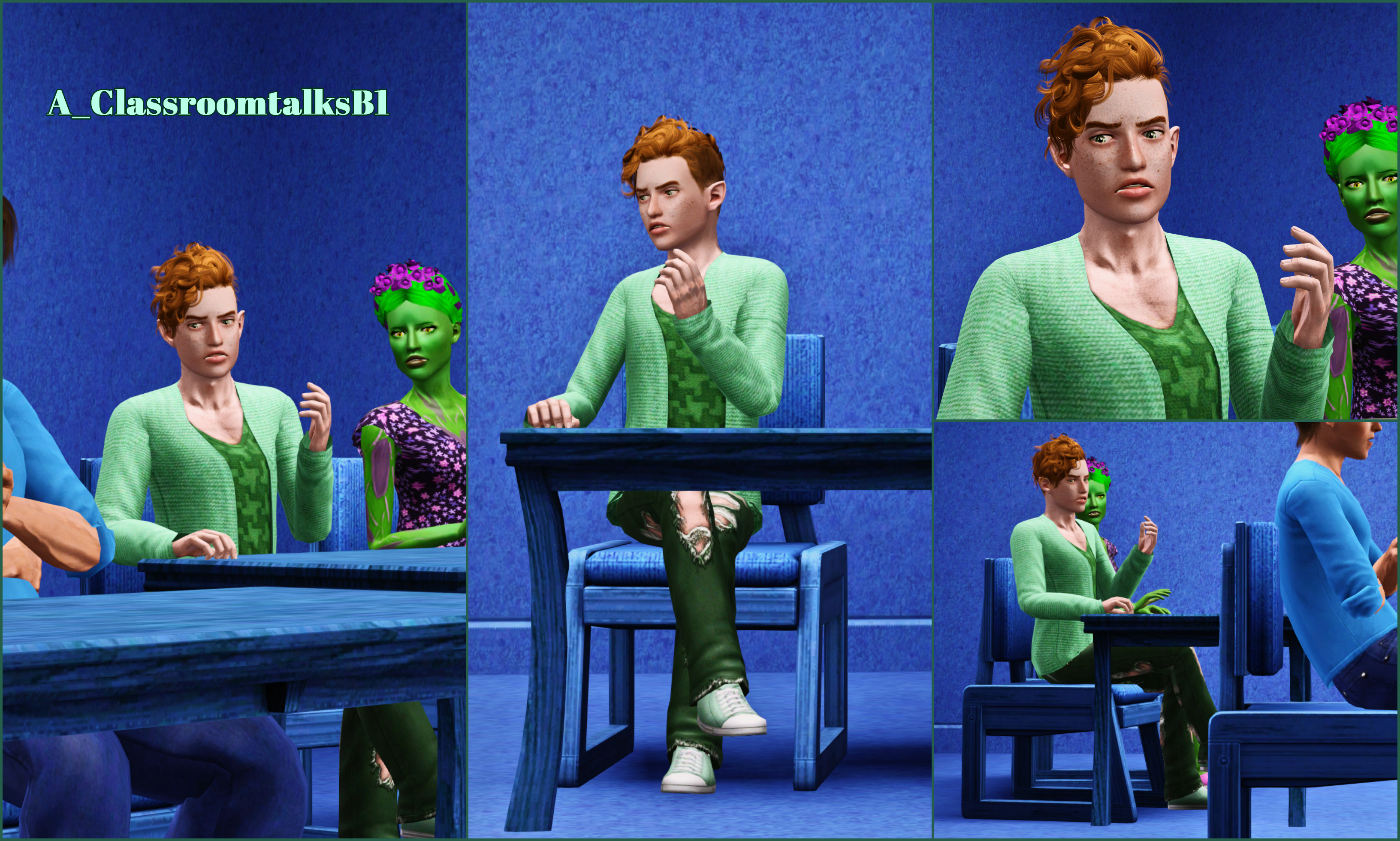 Mod The Sims - "Come on, fight me!" - Classroom argument/near-fight poseset