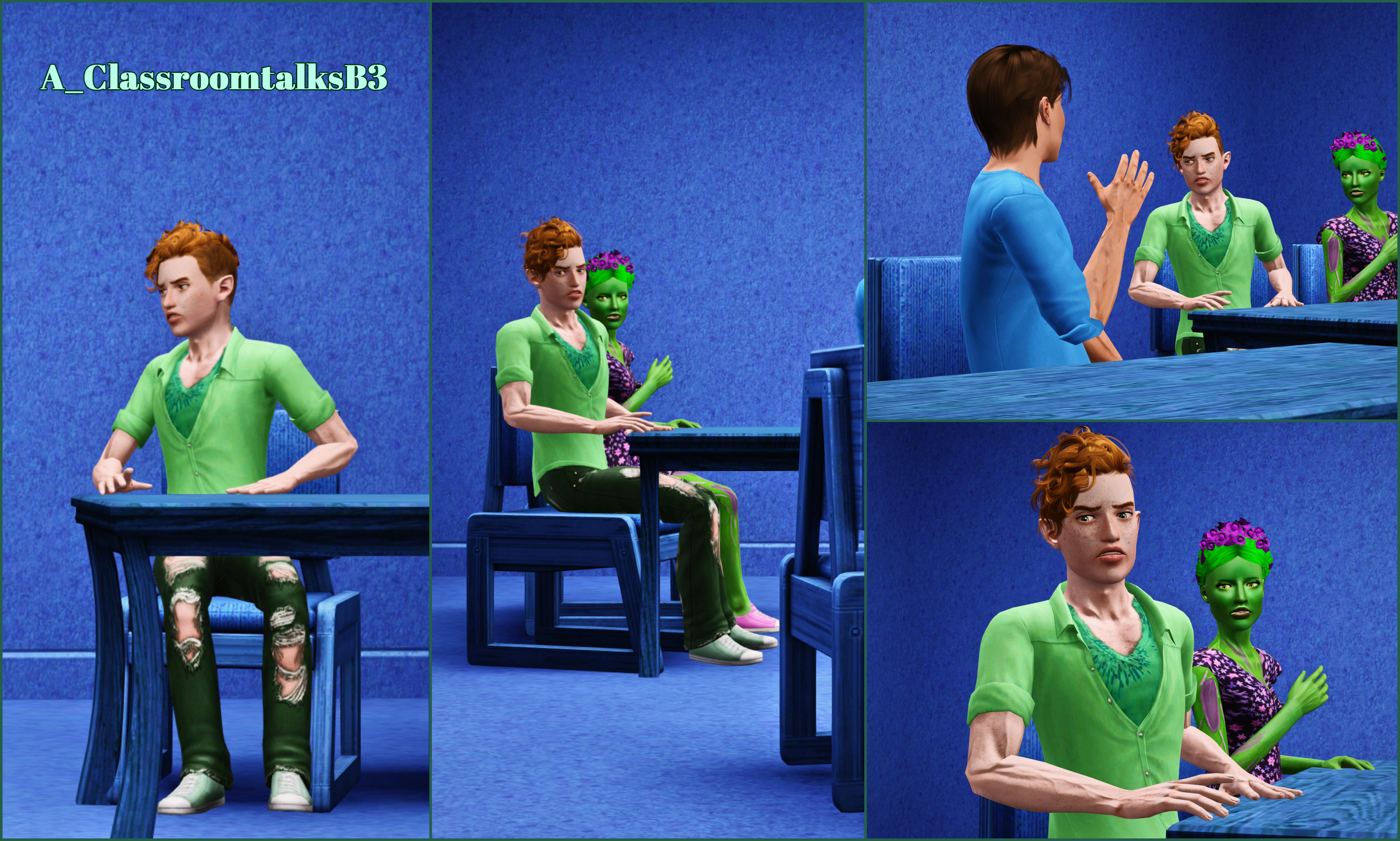 Mod The Sims - "Come on, fight me!" - Classroom argument/near-fight poseset
