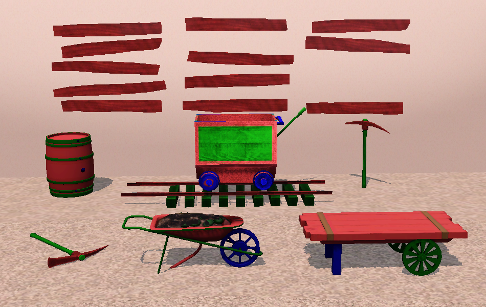 Mod The Sims - Old Mine Set with Stackable Barrels