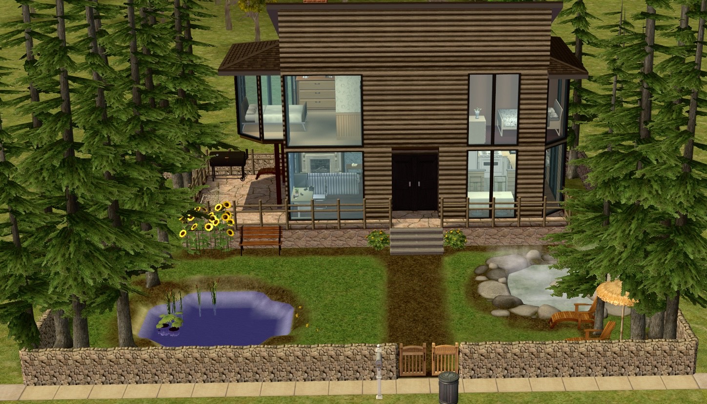 Mod The Sims - 3 Bedroom Cozy Rustic Log Cabin in the Woods