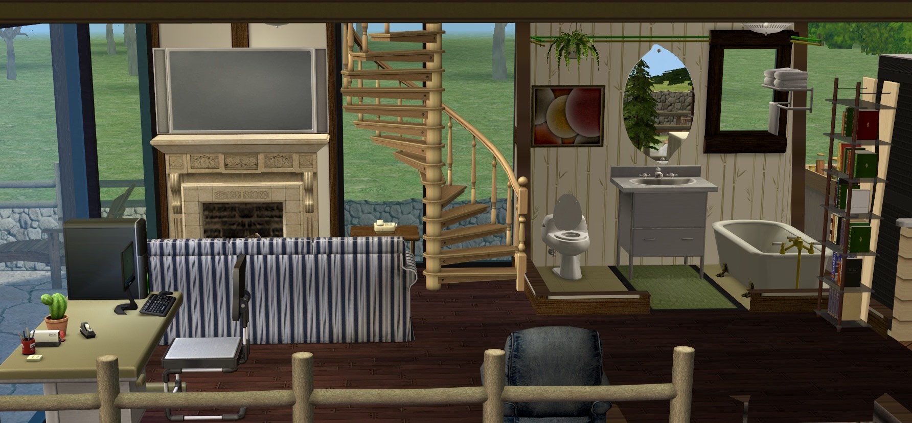 Mod The Sims - 3 Bedroom Cozy Rustic Log Cabin in the Woods