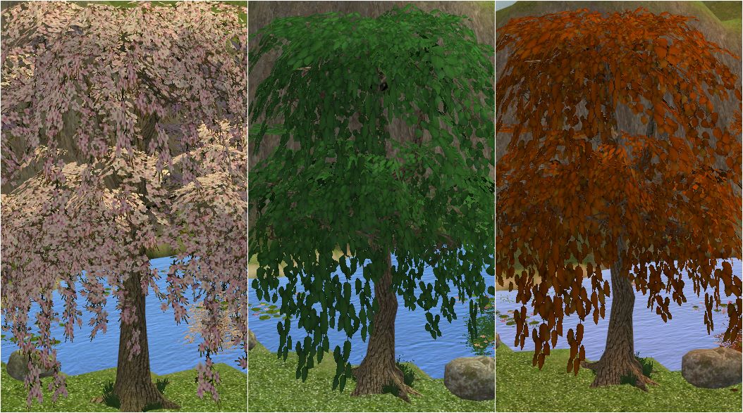 Mod The Sims - Two Sakura Blossom Trees with Falling Petal Effect