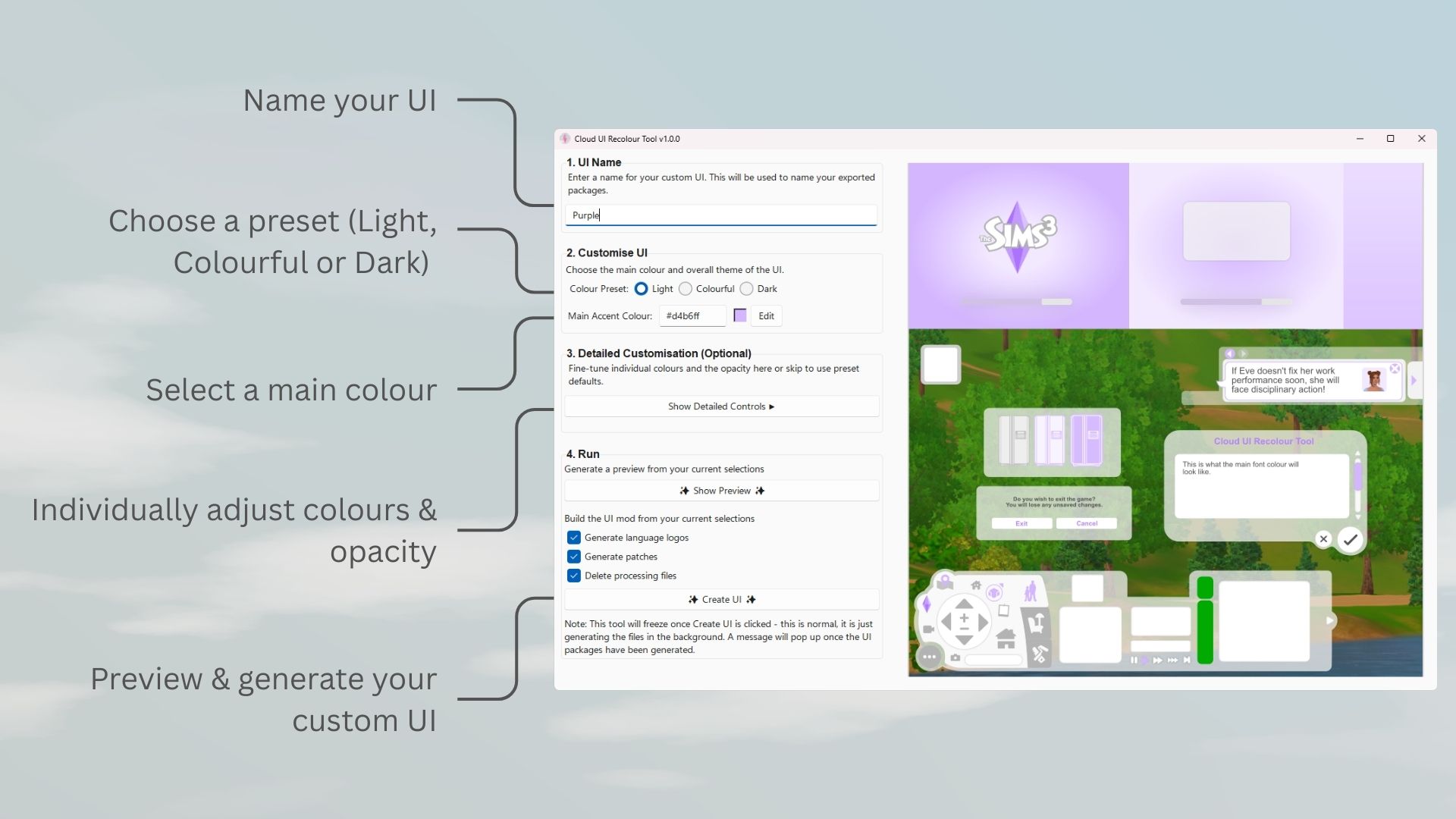 Mod The Sims - Cloud UI Recolour Tool