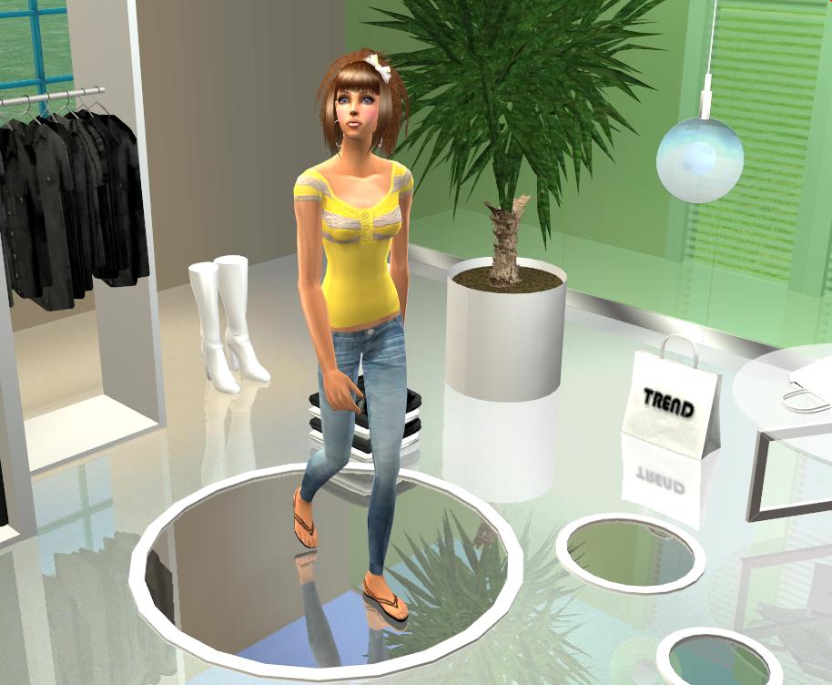 Mod The Sims - Jeans with yellow/gray shirt