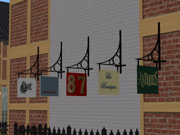 Mod The Sims - The Arcade at Night - 2 Victorian Lamps and a Shop Sign