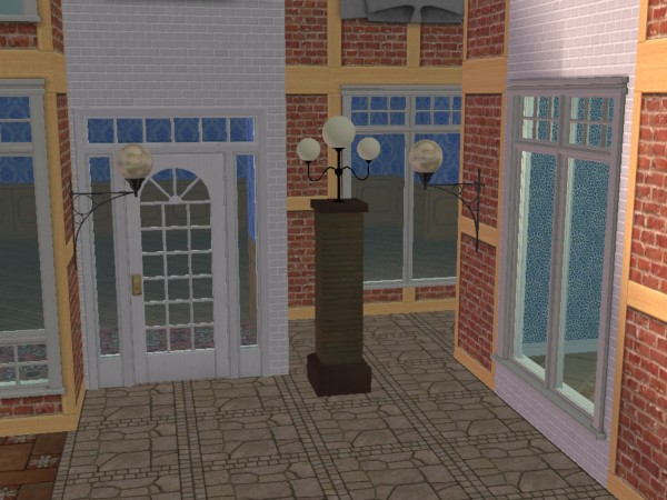 Mod The Sims - The Arcade at Night - 2 Victorian Lamps and a Shop Sign