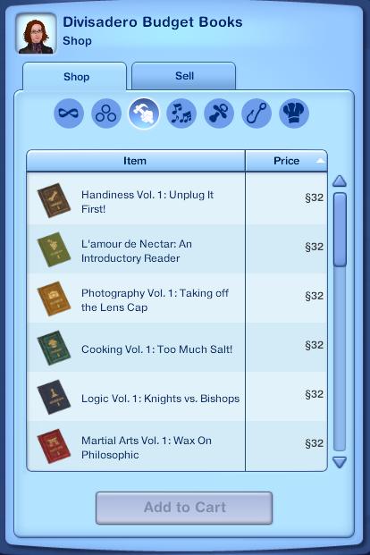 Mod The Sims - Books Buyable Anywhere *Updated for Ambitions - REDOWNLOAD*