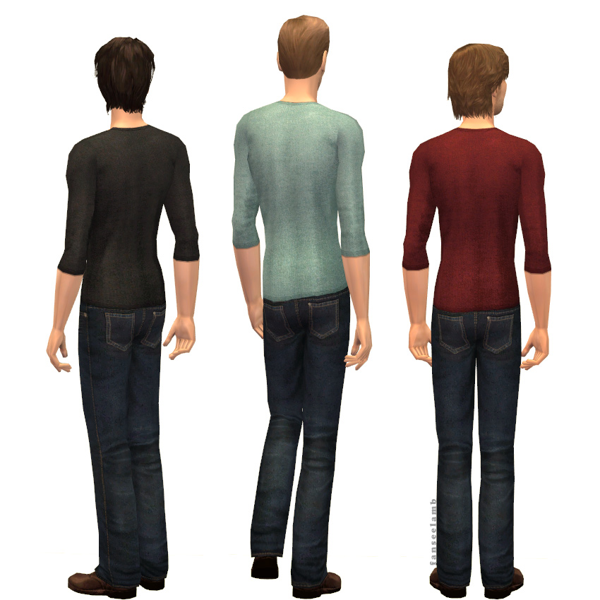 Mod The Sims - 3 Body-Hugging V-Neck Sweaters + Bonus! Jeans