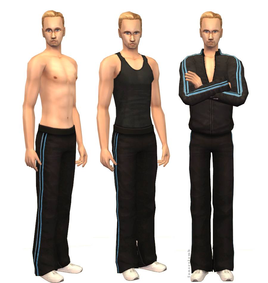 Mod The Sims 3 Tracksuits Worn 3 Ways Available In Black Red And