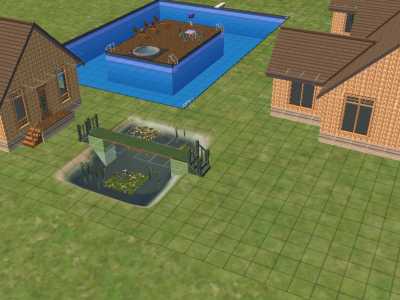 Mod The Sims - Home w/ Pool(Guest)House, Pool Deck, and Bridge!