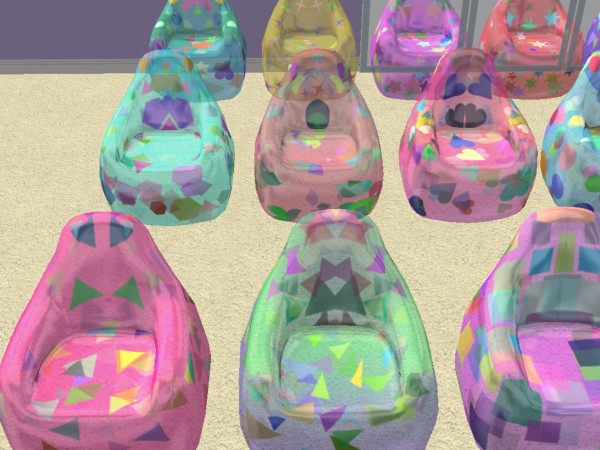 Mod The Sims - 17 Geometric Inflatable Chairs. ~Transparent and Shiny~