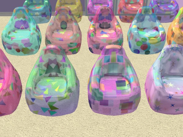 Mod The Sims - 17 Geometric Inflatable Chairs. ~Transparent and Shiny~