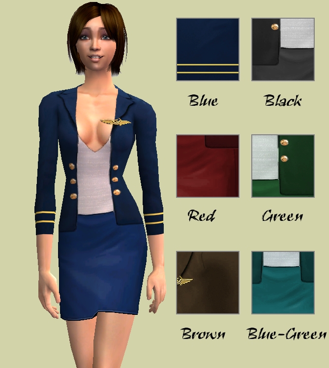 Mod The Sims - Airport Mania - Pilot and flight attendant uniforms for ...