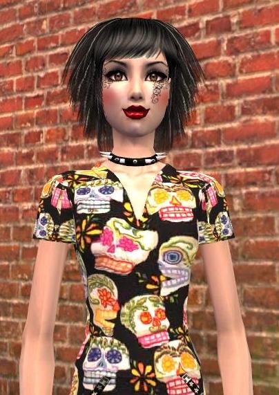 Mod The Sims - "Skull Paradise" Teen Dress w/Spiked Collar-Maxis Mesh
