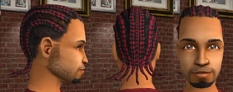 Mod The Sims - UPDATED: Red cornrows for male teens y-adults & adults