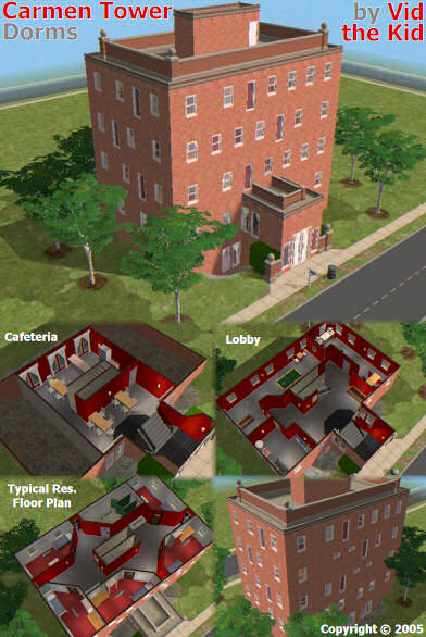 Mod The Sims - Carmen Tower Dorms (16 Rooms)