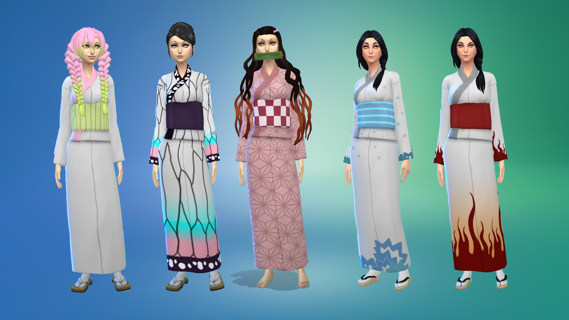 Mod The Sims - Adult Female Yukata Recolor - Demon Slayer