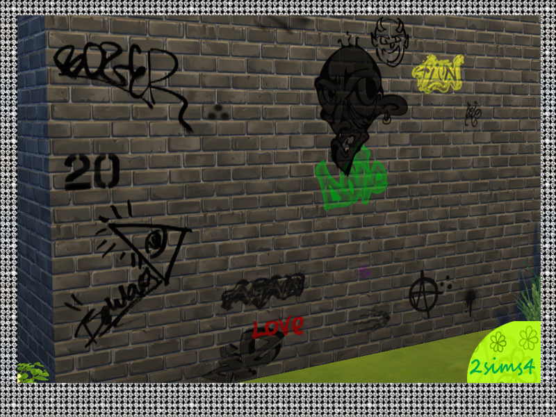 Mod The Sims - 4 graffiti walls