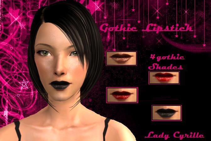 Mod The Sims - Gothic Makeup Set Lipstick-Eyeshadow-Mascara