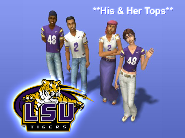 Mod The Sims - *By Request* (mermaidwhisperer) - College Jersey Tops (LSU)