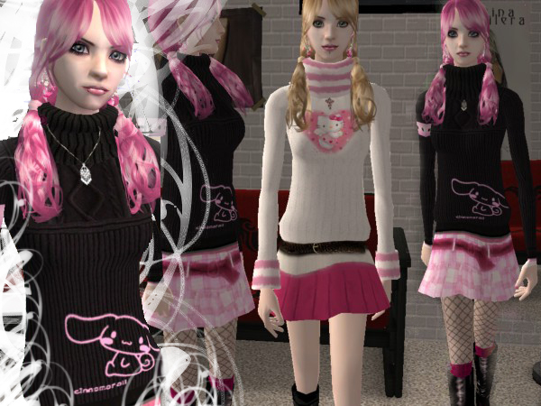 Mod The Sims - Hello Kitty! - Outfit - Recolour of Peggy´s Mesh